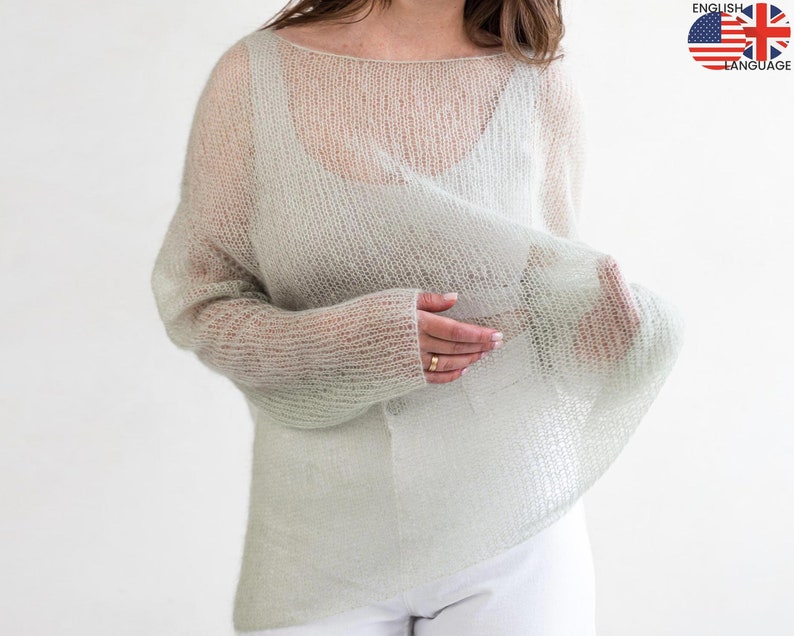 Thin Jumper Knitting Pattern: Women's Loose Knit Mohair Sweater Pattern With Oversized Fit. Easy ...