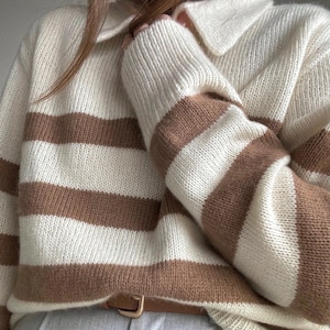 Charlie Pullover Pattern: Elegant & Modern Woolen Knitting Polo Sweater ...