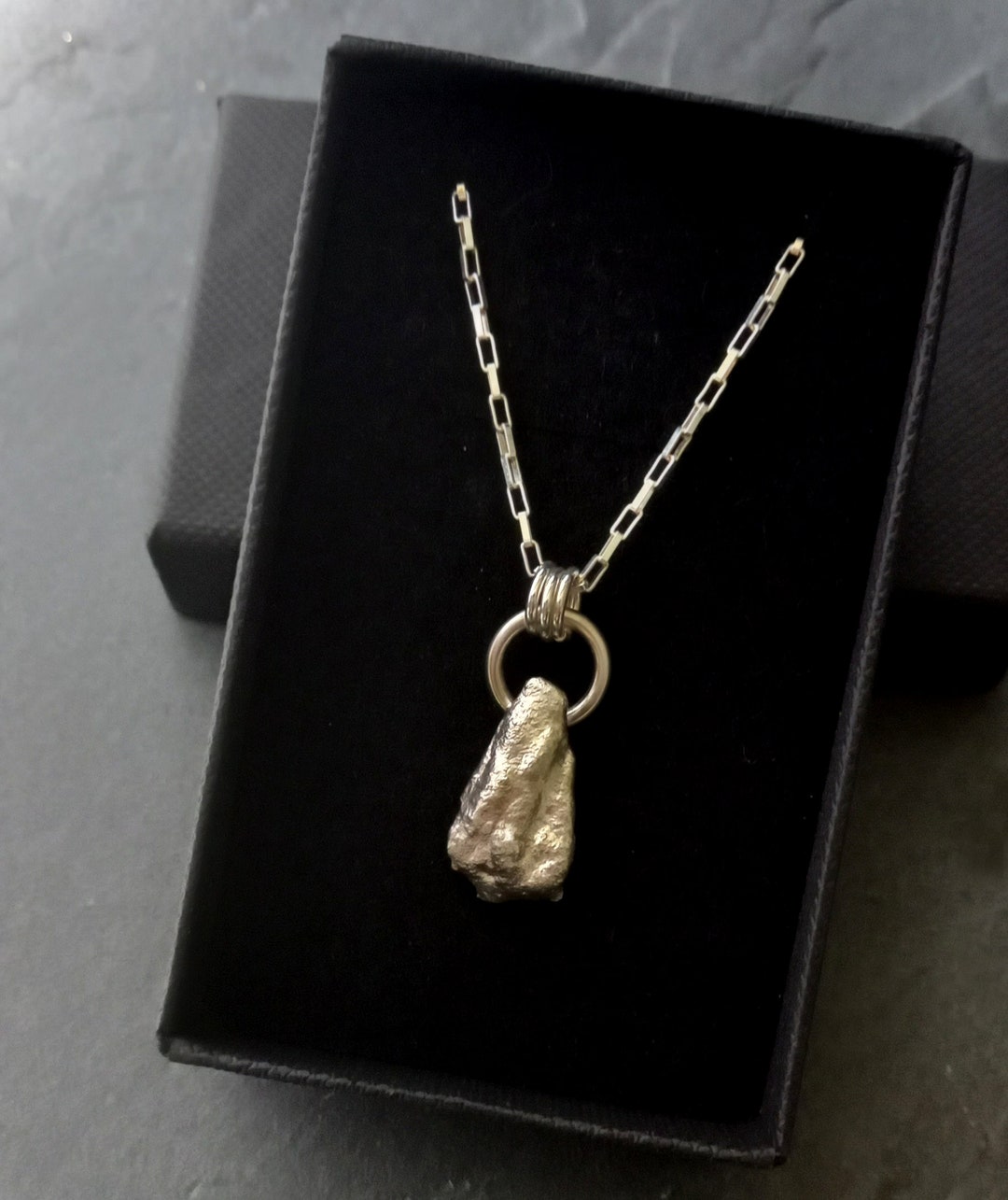 Chunky Silver Molten Pendant With Cable Chain Necklace, Textured ...