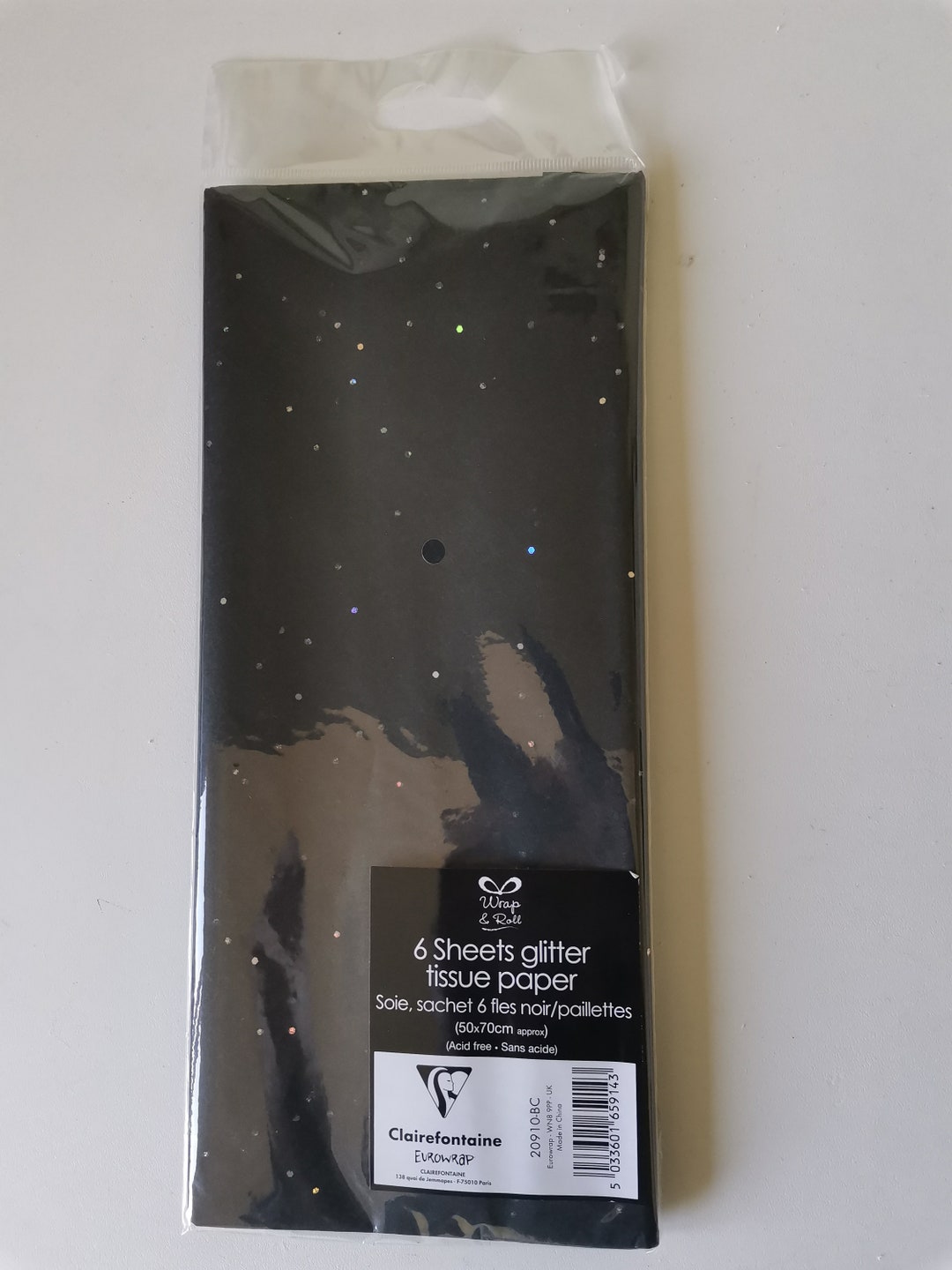 6 Sheets of Black Glitter Tissue Paper 50cm X 70cm Black Glitter Tissue ...