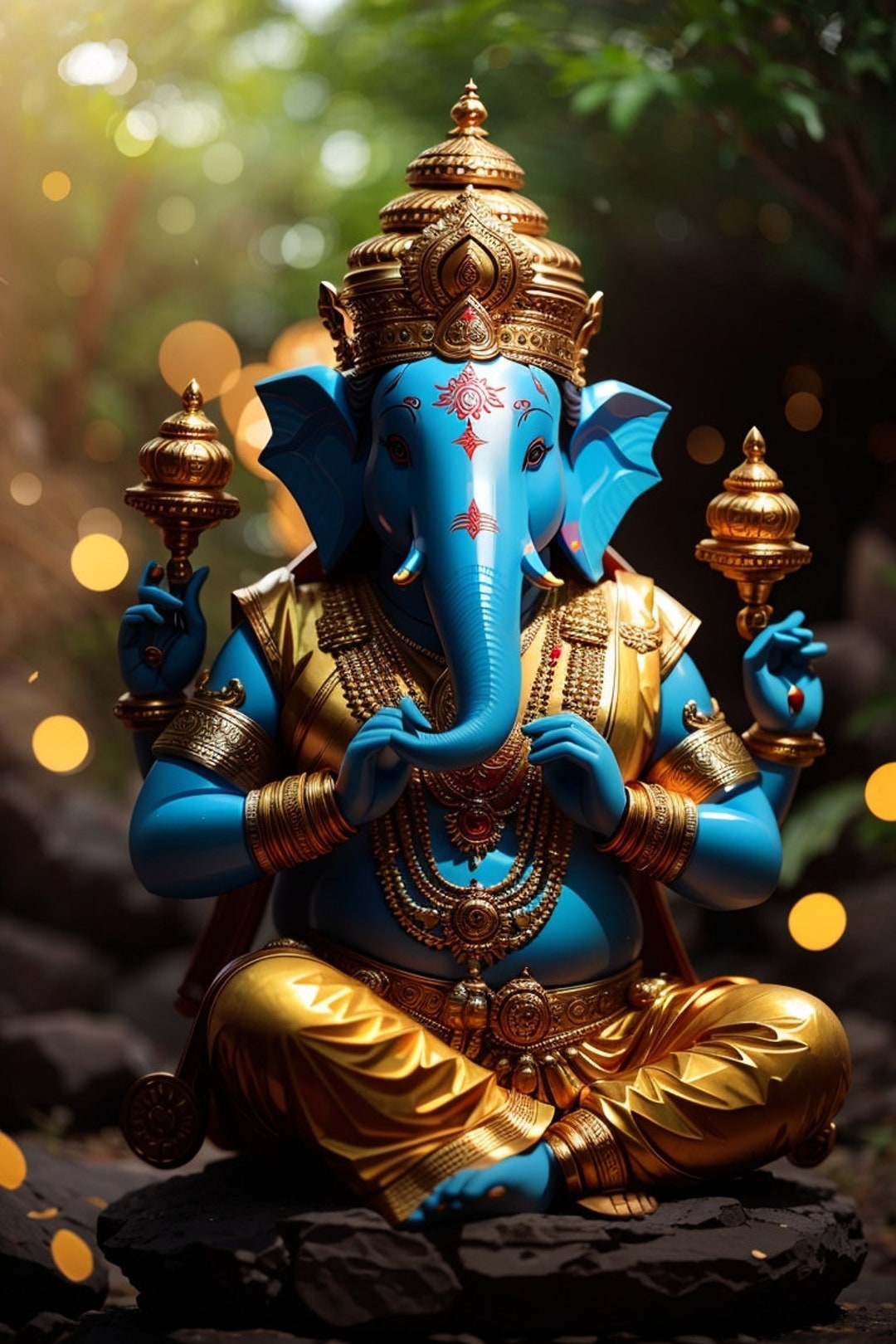Blue Ganesha Statue Spiritual Art Print Digital Download - Etsy