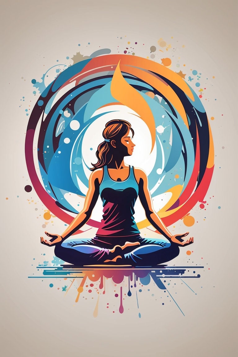 Yoga Woman Colorful Abstract Art Print Digital Download - Etsy