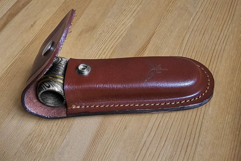 Prime Damascus Steel Handmade Pipe Brass Smoking Pipe Leather Pipe Case ...