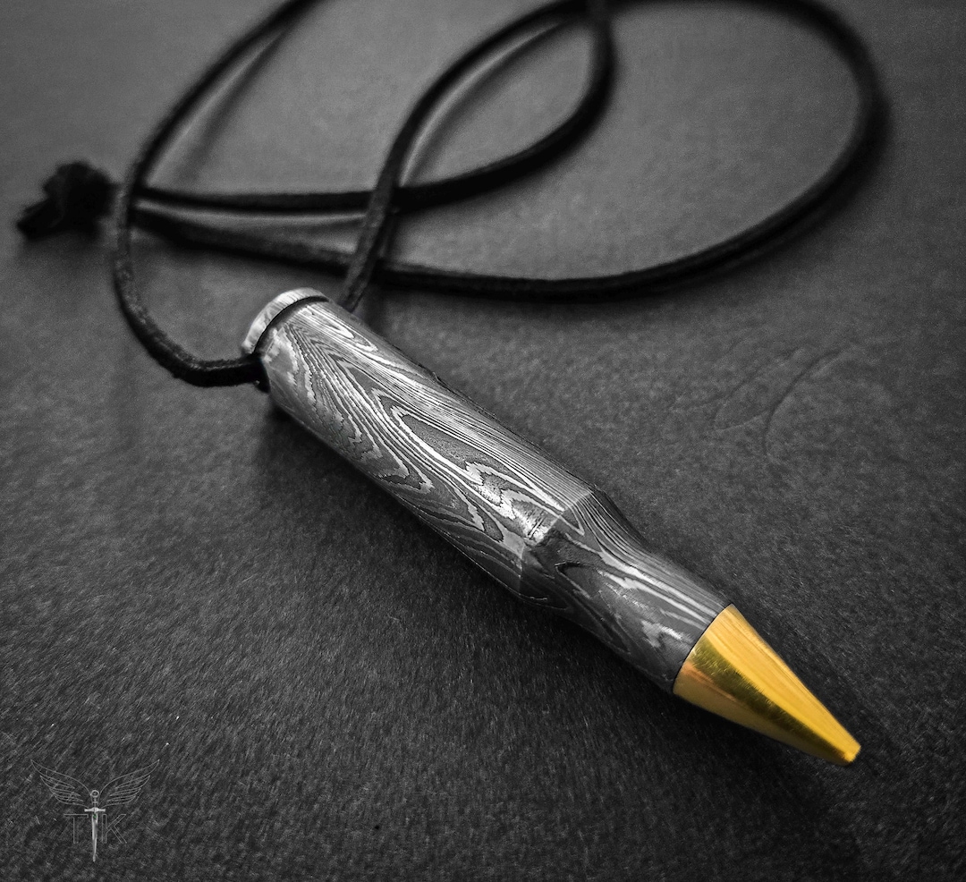 Prime Damascus Steel Bullet Keyring, Bullet Pendant, Bullet Necklace ...