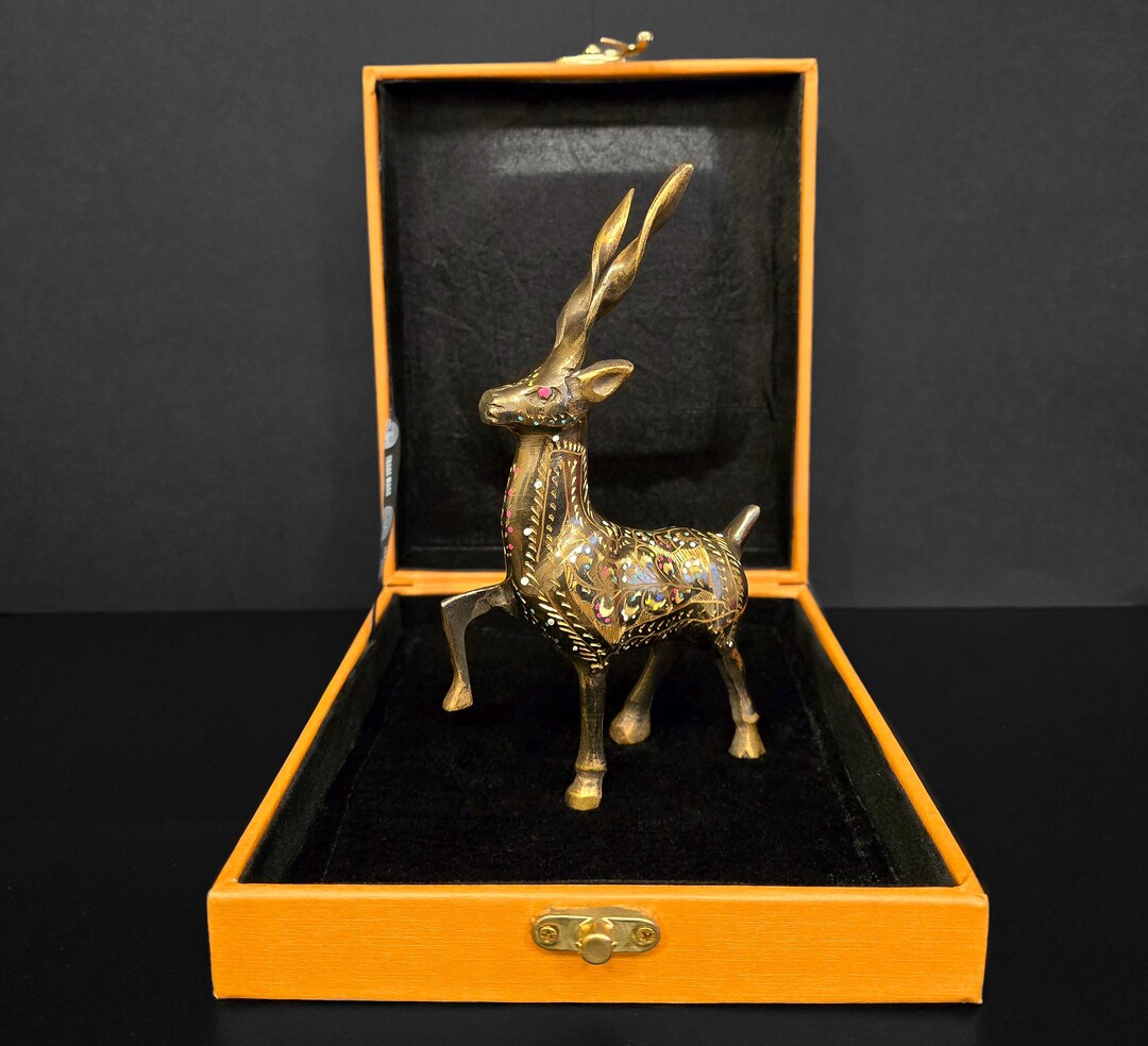 Colored Black Buck | Sahara Brass Antelope | Straight Curl Horn Gazelle | Twisted Horns Deer ...