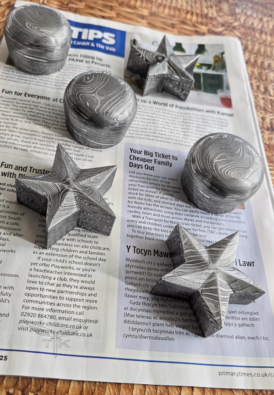 Artisan Damascus Steel Paper Weight – Star & Gear Top Design, Executive ...