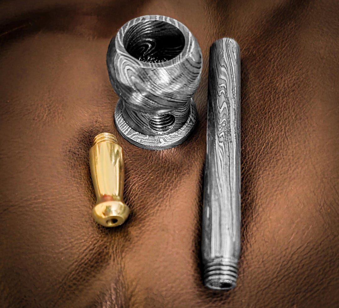Prime Damascus Steel Smoking Pipe Compact Size Brass Smoking Pipe ...
