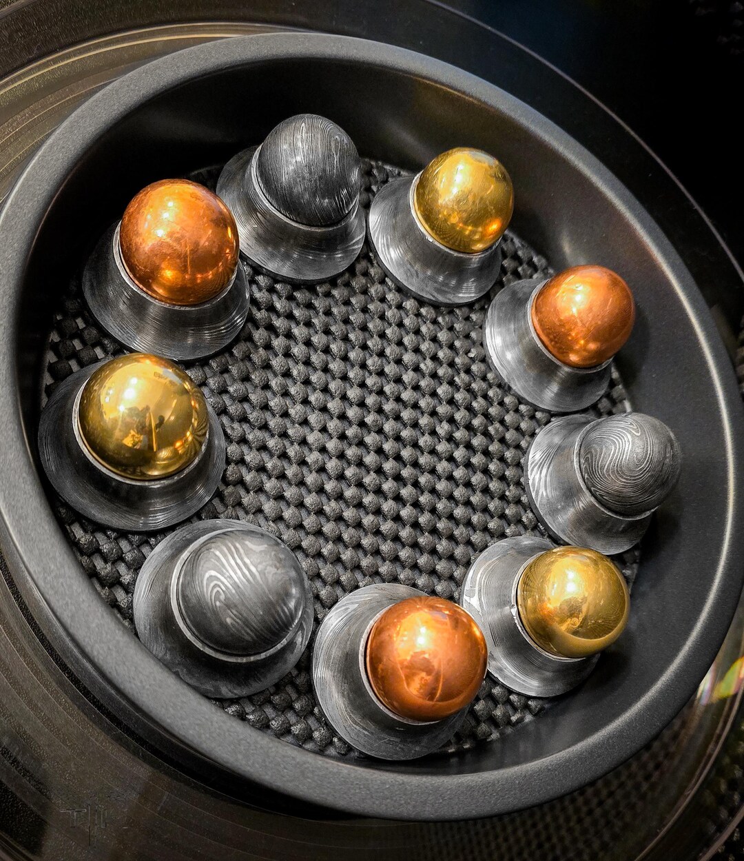 Handcrafted 30mm Metal Balls With Holders in Metal Pan + Revolving Tray ...