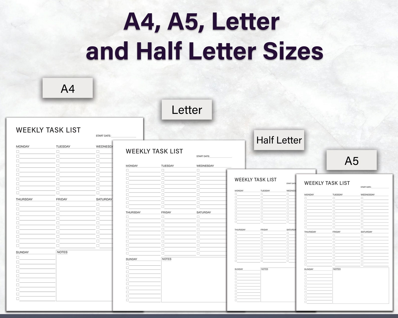 Weekly Task List Printable to Do Checklist, Undated Task and ...