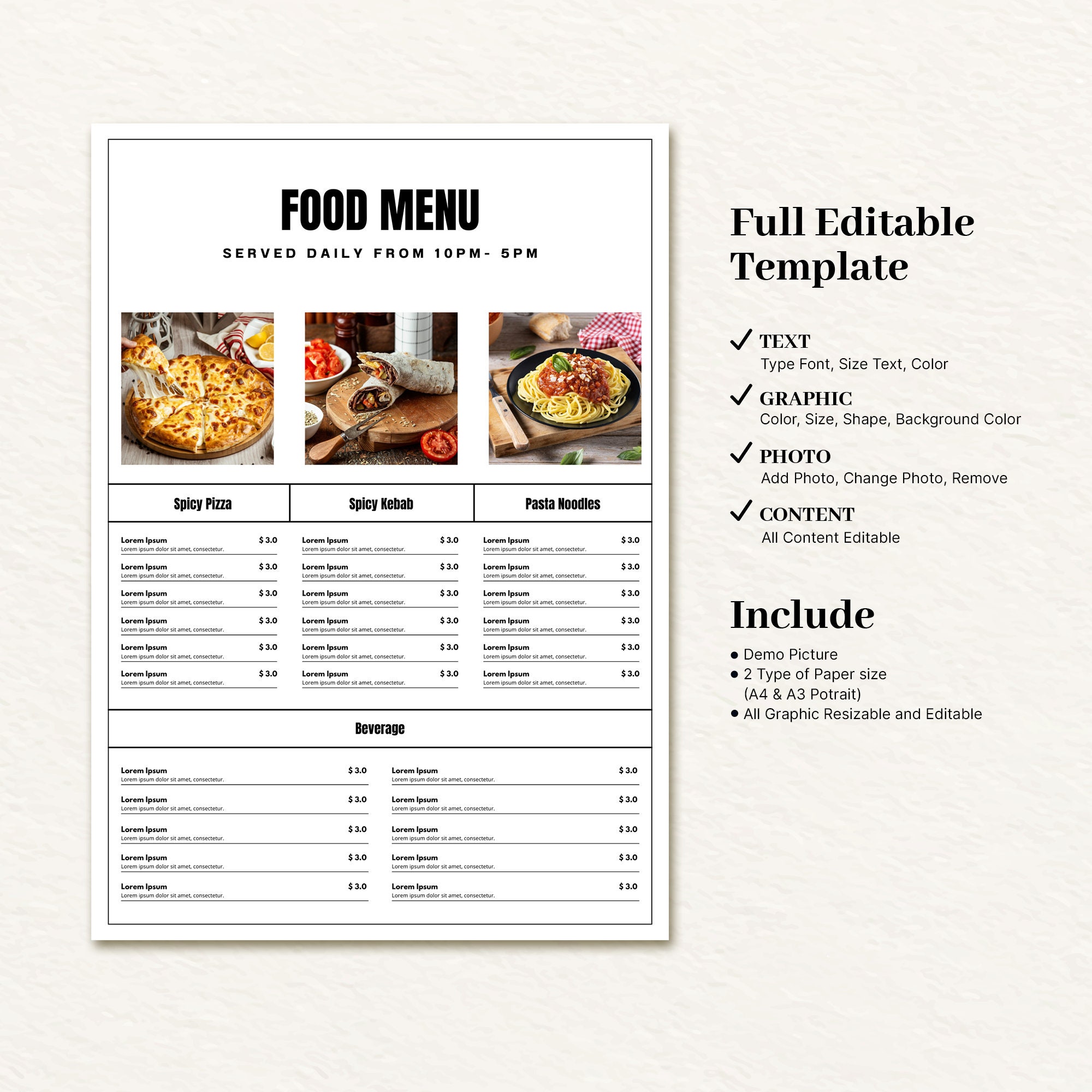 Clean Restaurant Menu | Menu Template | Price List | Minimalist Menu ...