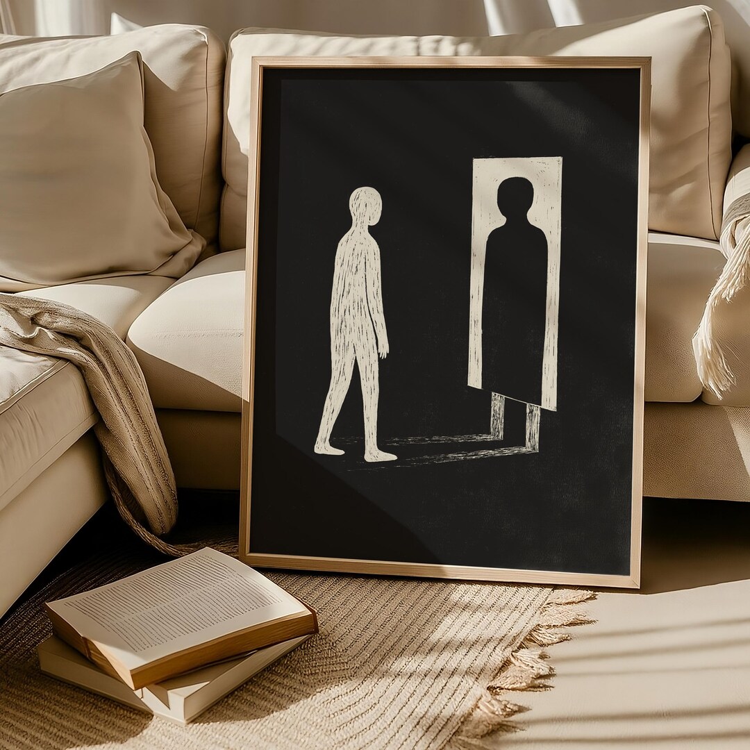 Minimalist Shadow Art Print, Surreal Silhouette Illustration, Dark ...