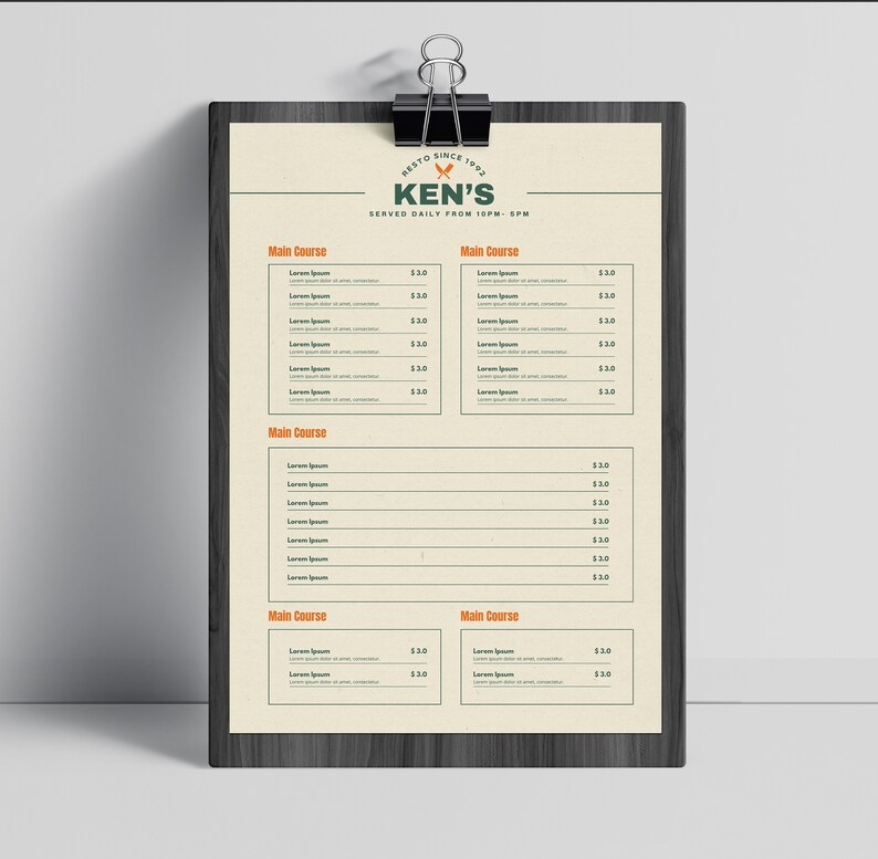 Cream Restaurant Menu | Menu Template | Price List | Minimalist Menu ...