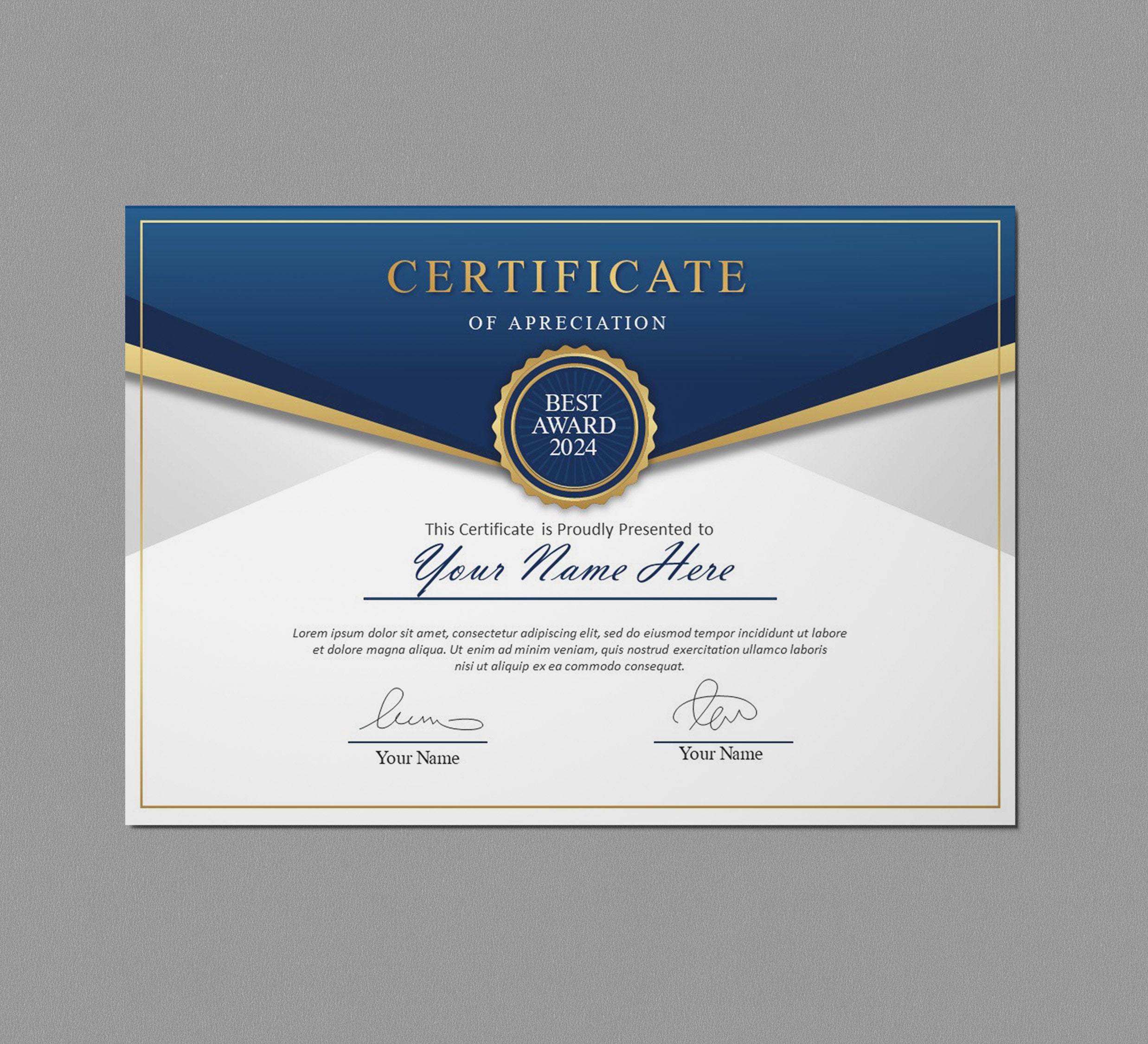 Certificate Template Powerpoint Editable Certificate Achievement Award ...