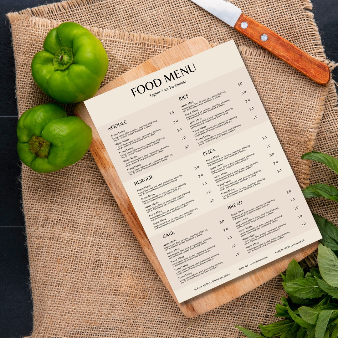 Minimal Restaurant Menu Menu Template Price List Minimalist Menu Canva ...