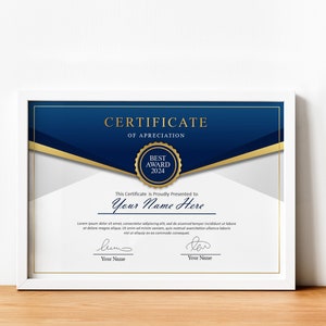 Certificate Template Powerpoint Editable Certificate Achievement Award ...