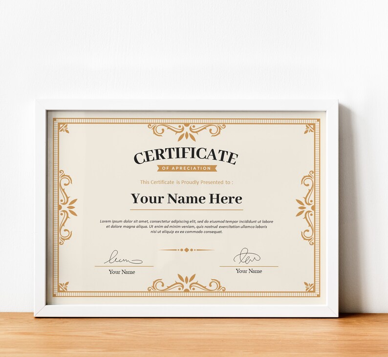 Minimal Certificate Powerpoint Template Editable Certificate Achievement Award Completion ...