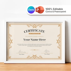 Minimal Certificate | Canva Template | Editable Certificate ...
