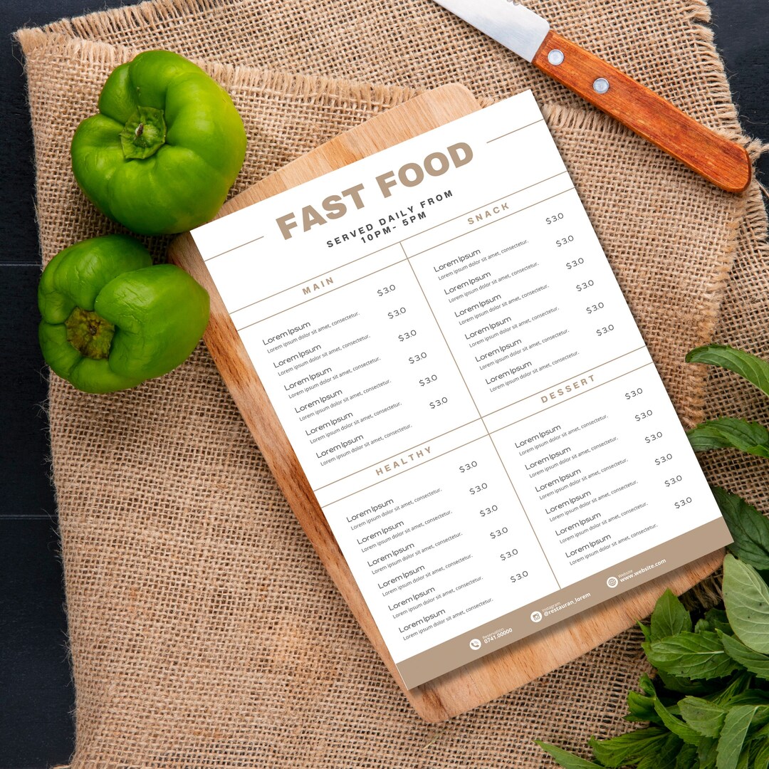 Simple Restaurant Menu | Menu Template | Price List | Minimalist Menu ...