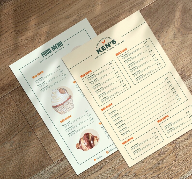 Cream Restaurant Menu | Menu Template | Price List | Minimalist Menu ...