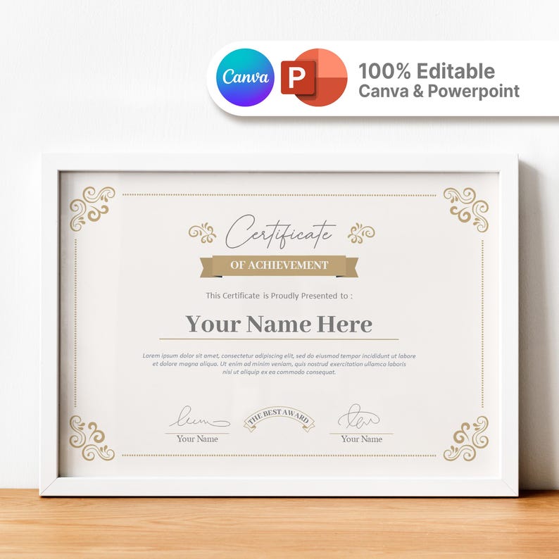 Simple Certificate | Canva Template | Editable Certificate | Powerpoint ...
