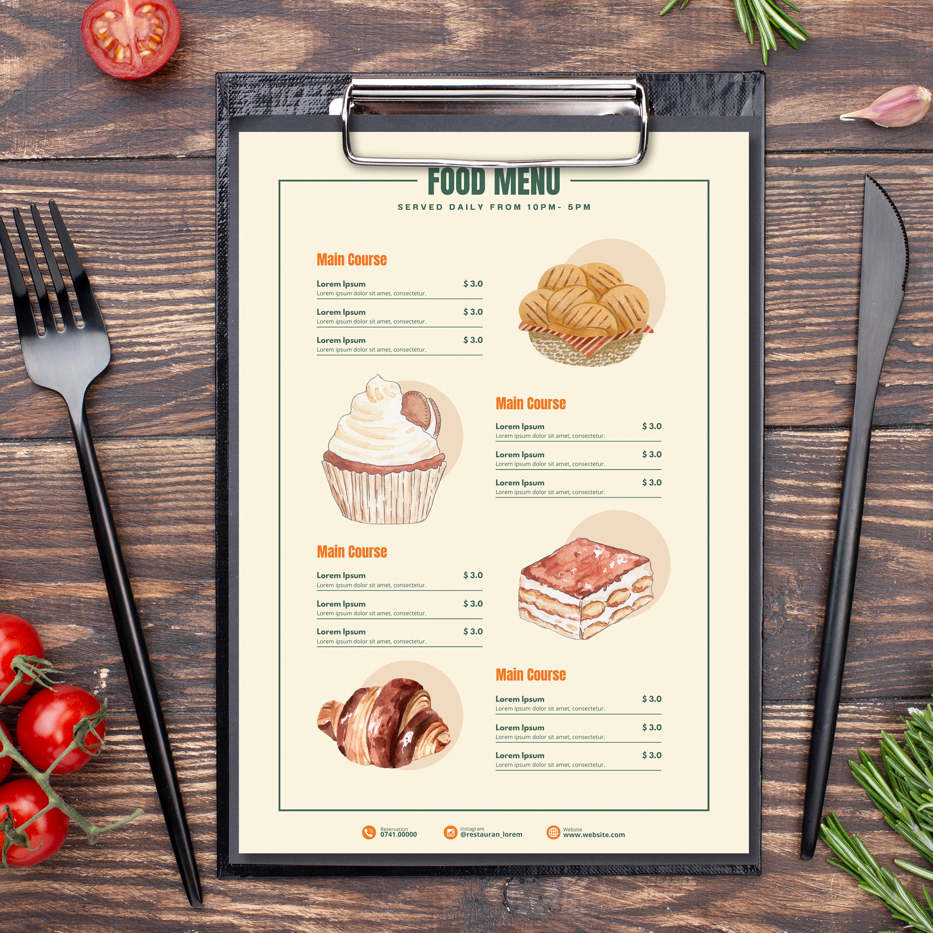 Cream Restaurant Menu | Menu Template | Price List | Minimalist Menu ...