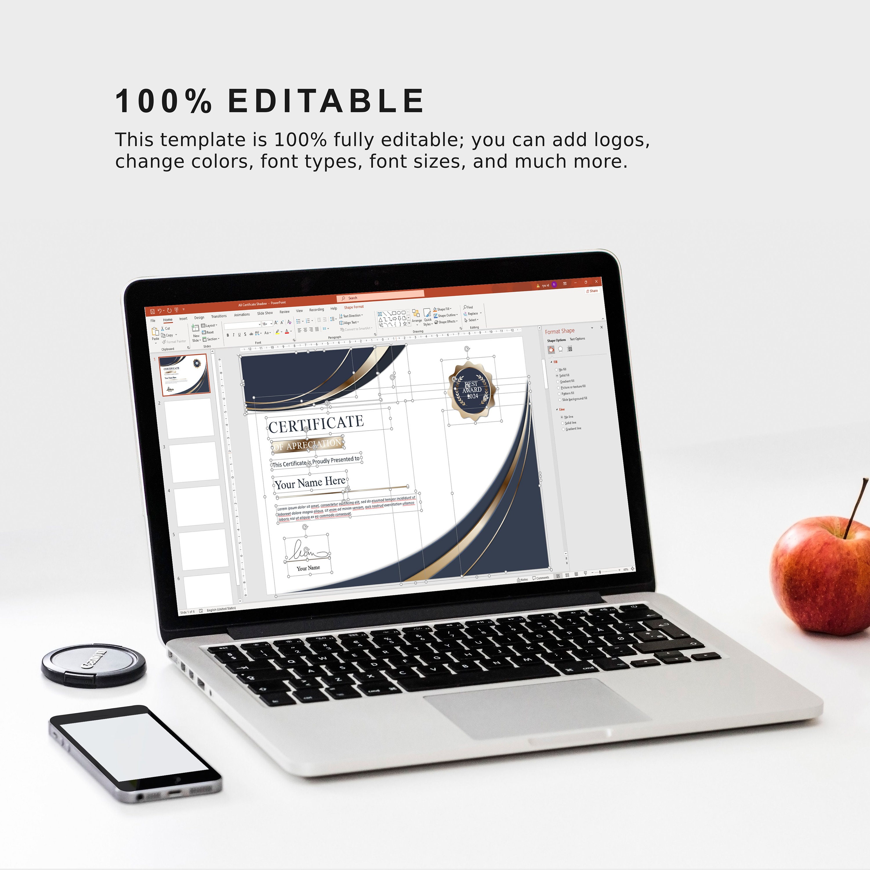 Editable Certificate Template | Company Certiticat | Powerpoint Certi ...