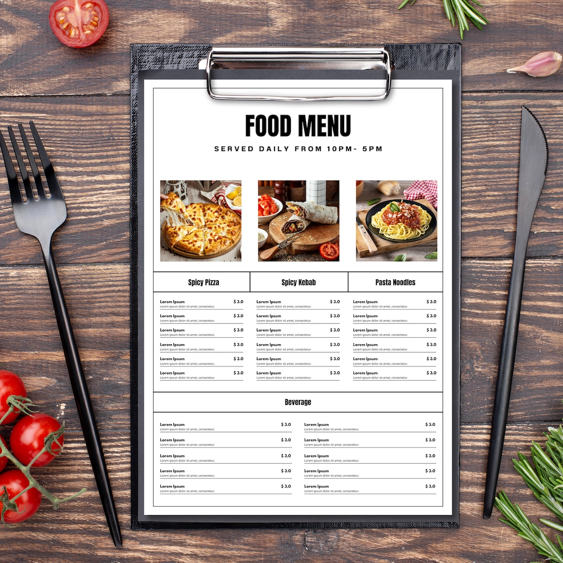 Clean Restaurant Menu | Menu Template | Price List | Minimalist Menu ...