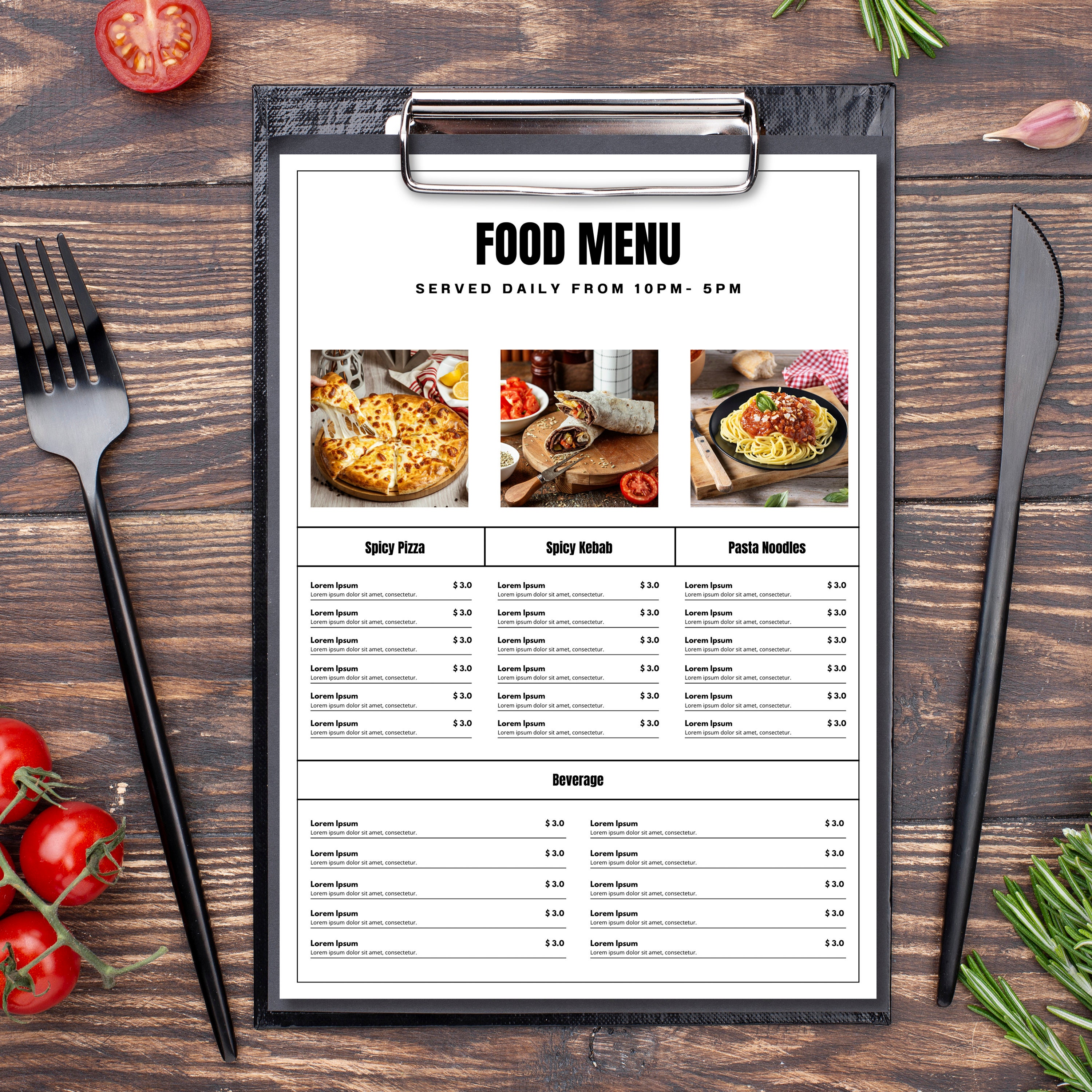 Clean Restaurant Menu | Menu Template | Price List | Minimalist Menu ...