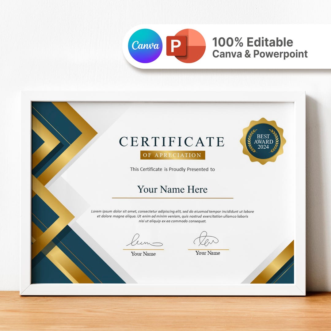 Elegant Certificate | Canva Template | Editable Certificat ...