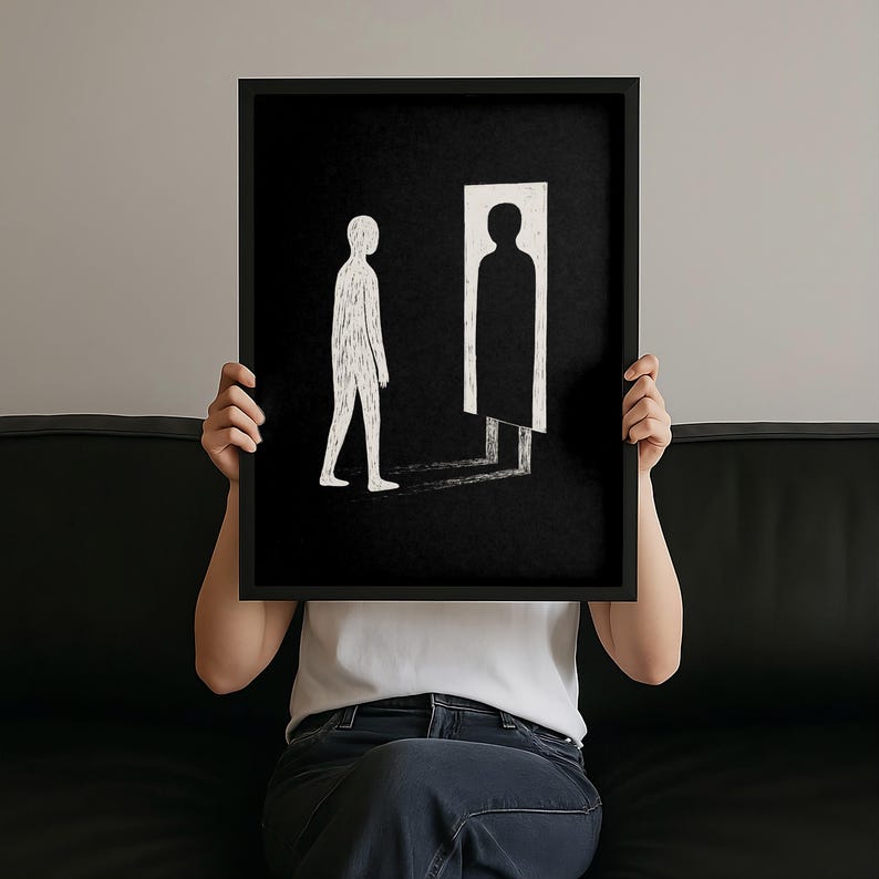 Minimalist Shadow Art Print, Surreal Silhouette Illustration, Dark ...