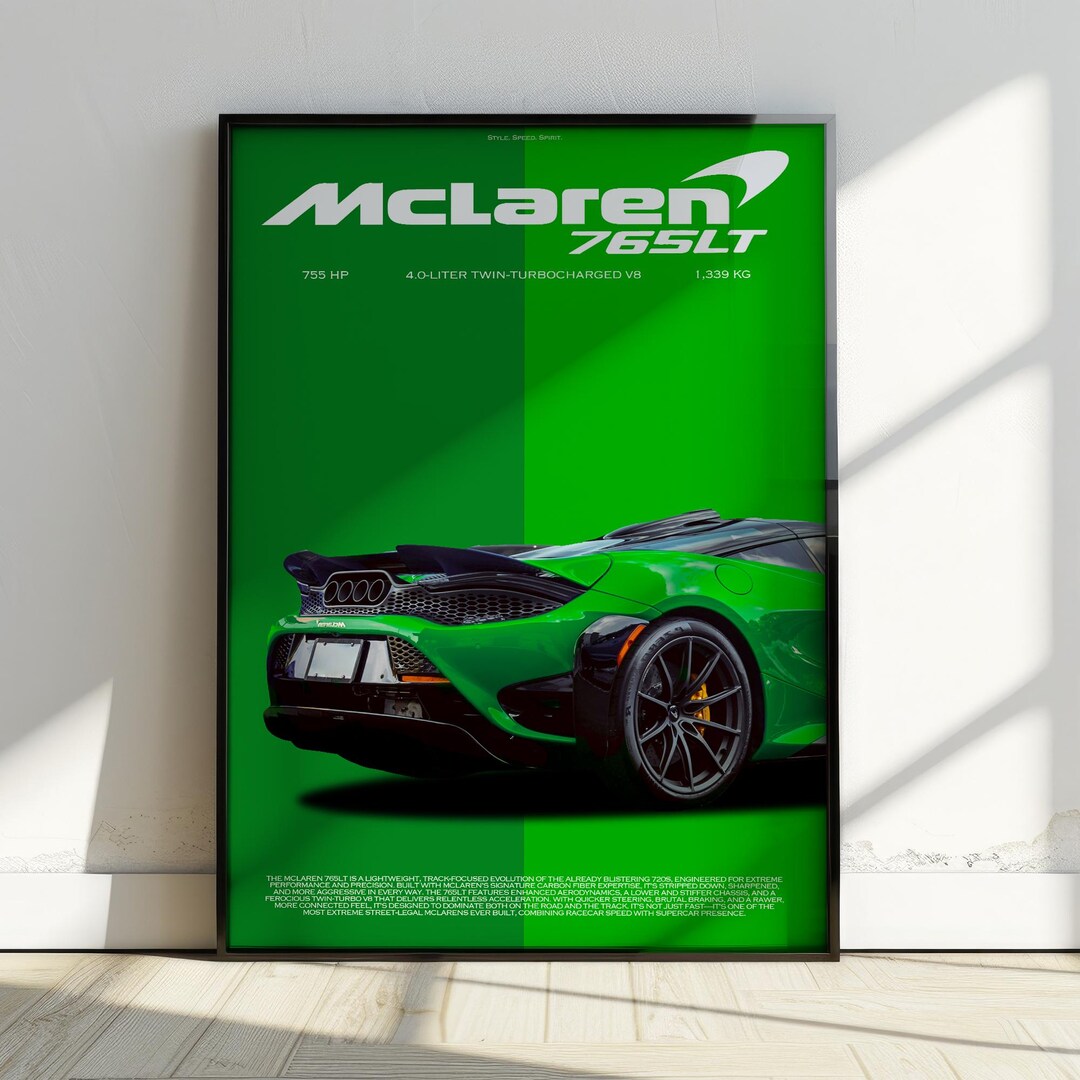 Mclaren 765LT Car Poster: Racing Enthusiast Wall Art (digital Download ...
