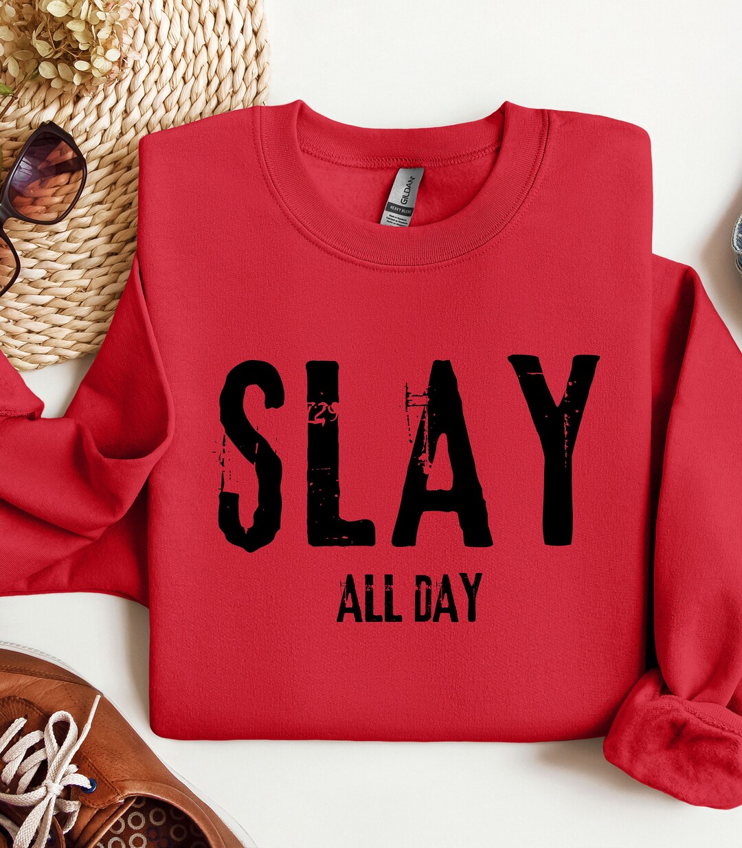 Slay, Slay All Day Sweatshirt, Slay Trend Crewneck Sweatshirt, Gift for ...