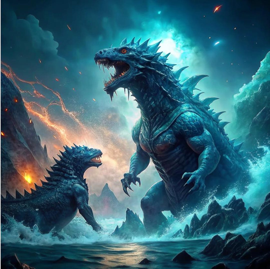 Scary Godzilla Digital Clip Art , Add a Pop of Spookiness to Your ...