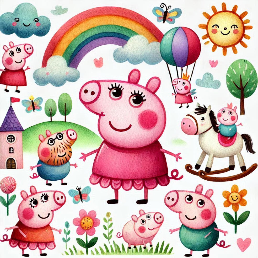 6-peppa Pig PNG ,bundle Layered SVG, Layered and Instant Downloadable ...