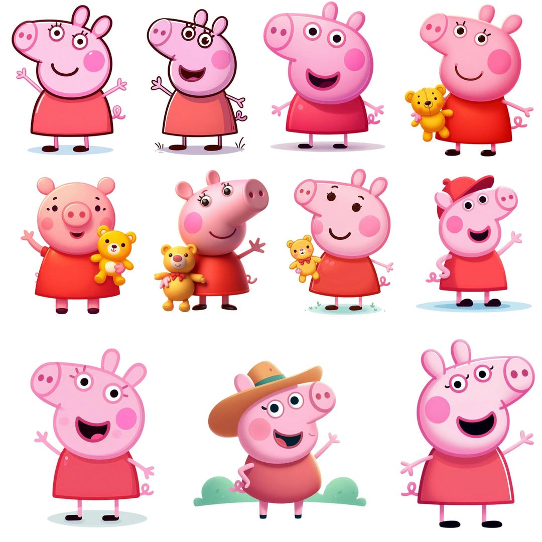 11-peppa Pig PNG ,bundle Layered SVG, Layered and Instant Downloadable ...
