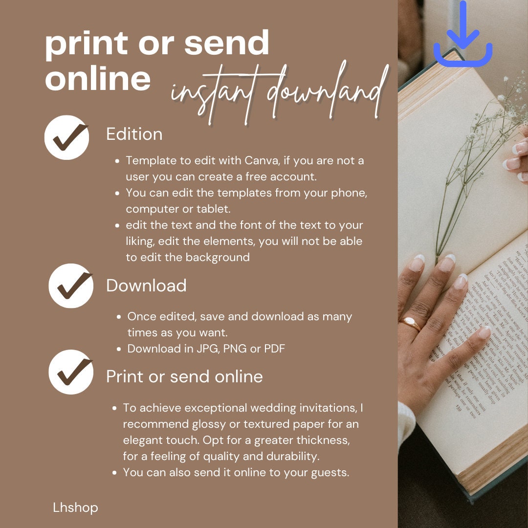 Wedding Invitation and Thank You Card. JW. Template to Edit, Print or ...