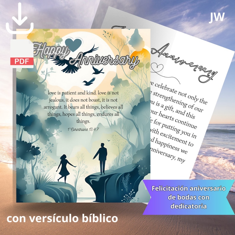 JW. Wedding Anniversary Greeting Card With Dedication. Bible - Etsy