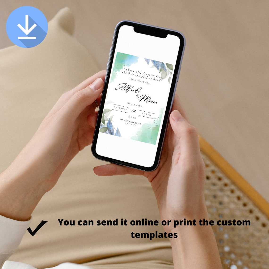 Wedding Invitation and Thank You Card. JW. Template to Edit, Print or ...