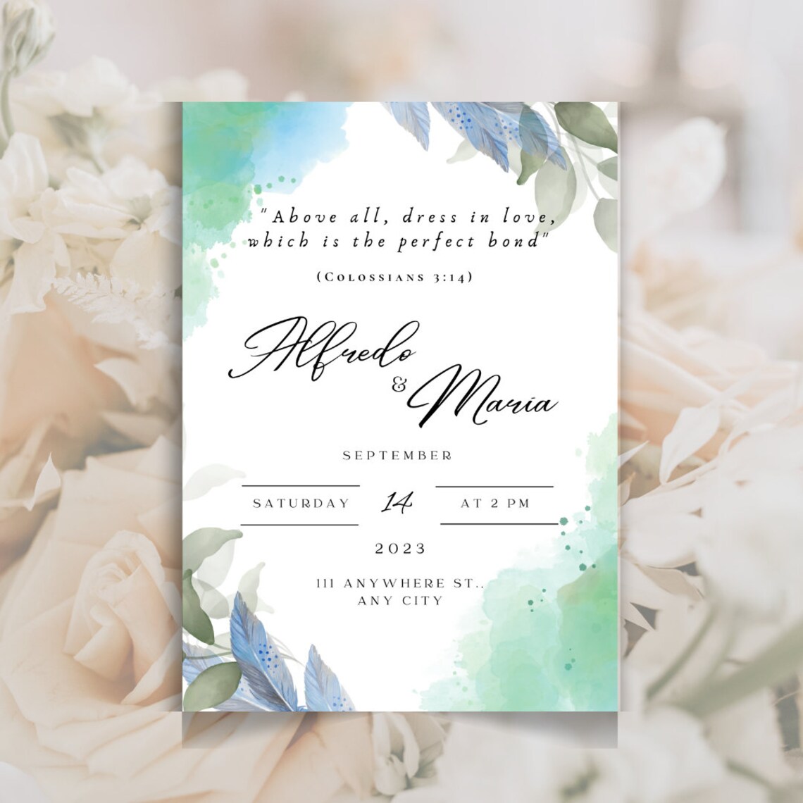 Wedding Invitation and Thank You Card. JW. Template to Edit, Print or ...