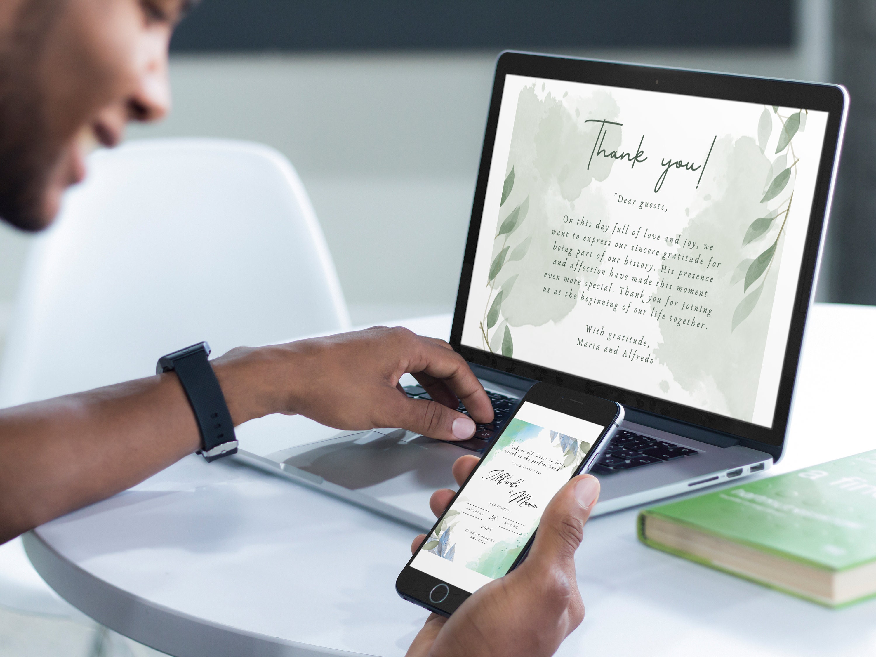 Wedding Invitation and Thank You Card. JW. Template to Edit, Print or ...