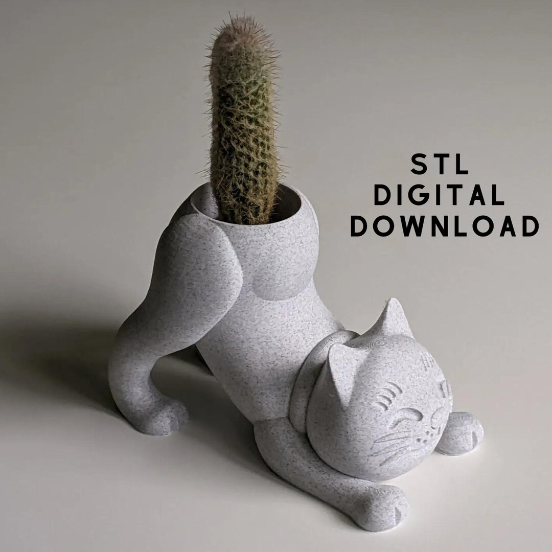 Cat Cactus Pot - 3D Printing, 3D STL File, Digital Download - Etsy