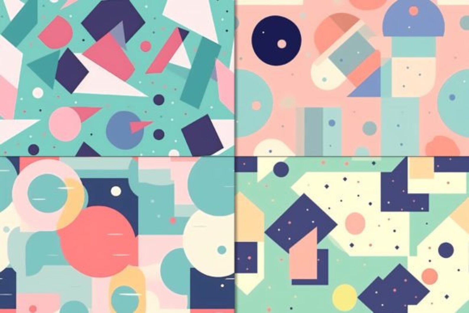 1980s, 1990s Pastel Retro Shapes Patterns, Digital Papers, Clipart ...