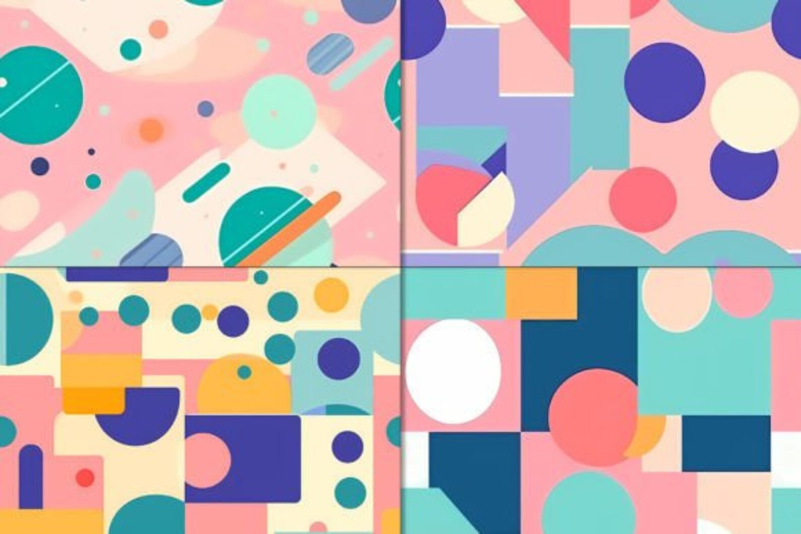 1980s, 1990s Pastel Retro Shapes Patterns, Digital Papers, Clipart ...