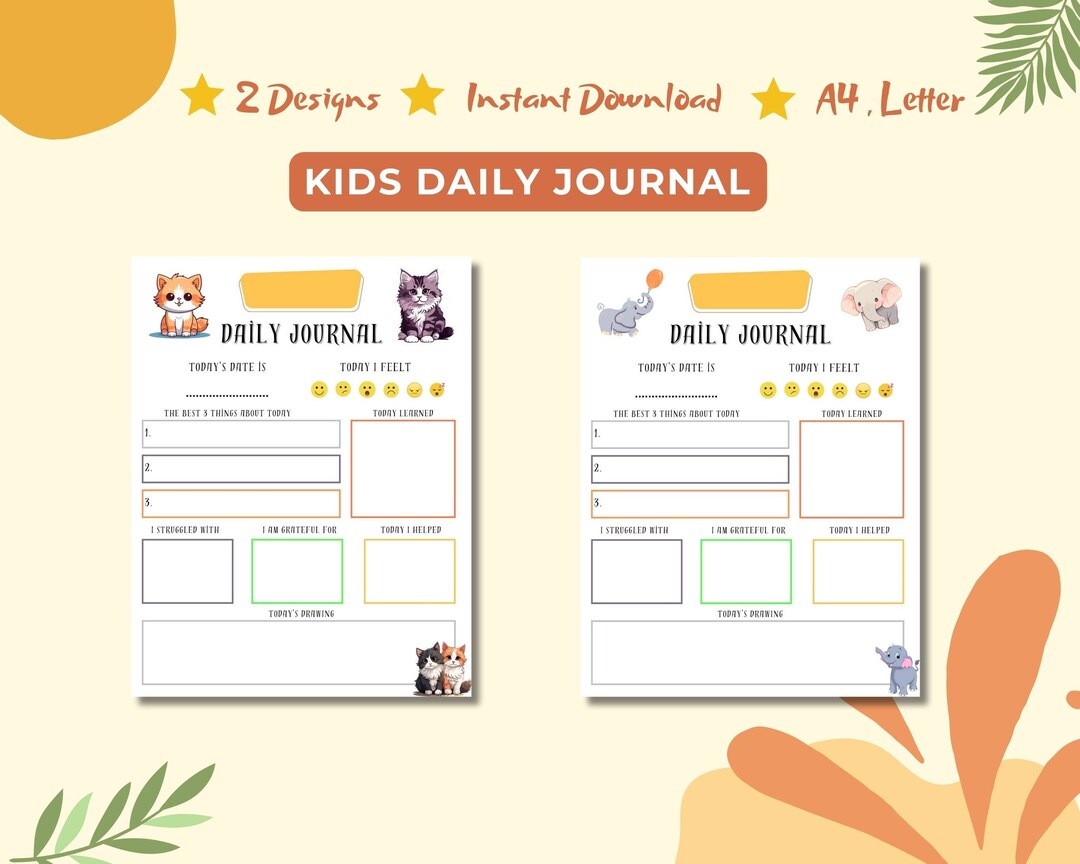 Kids Daily Journal Printable / Journal for Kids / Diary for - Etsy