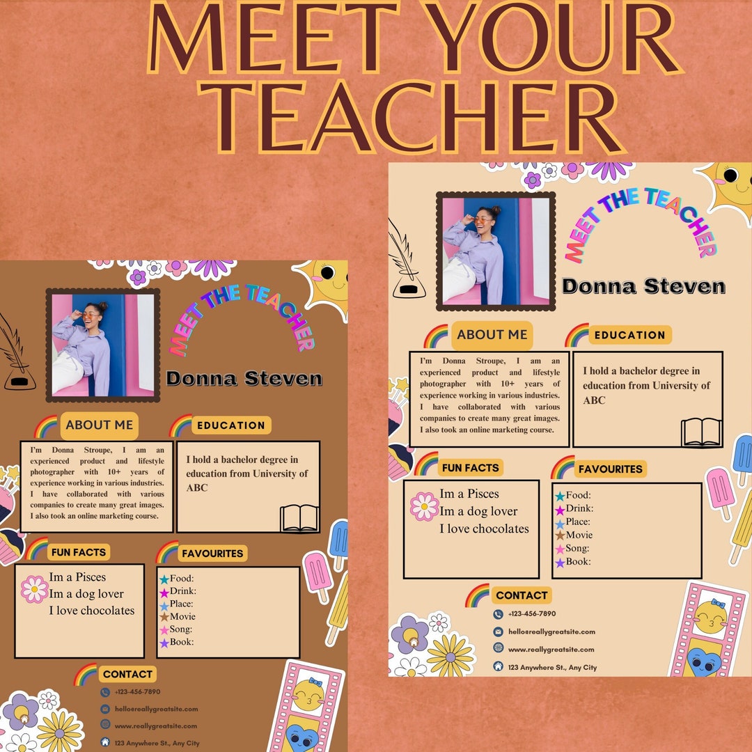 MEET YOUR TEACHER Editable Template Boho Affordable Template - Etsy
