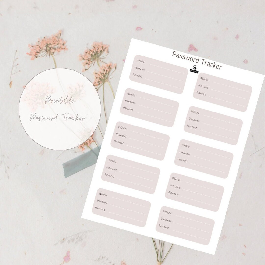 Printable Password Tracker, Digital Password Manager, Password List ...