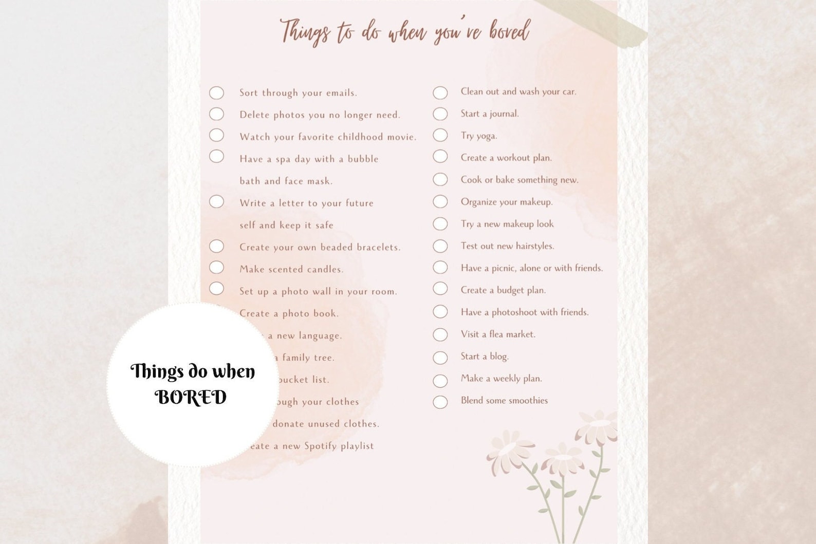 Bored Things to Do List Bored Checklist Boredom Alone What to Do ...