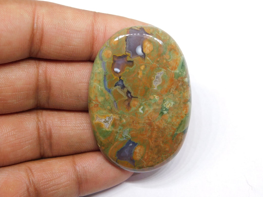 Rhyolite Rainforest Jasper Gemstone, Handmade Rhyolite Jasper Loose Stone, Natural Rainforest ...