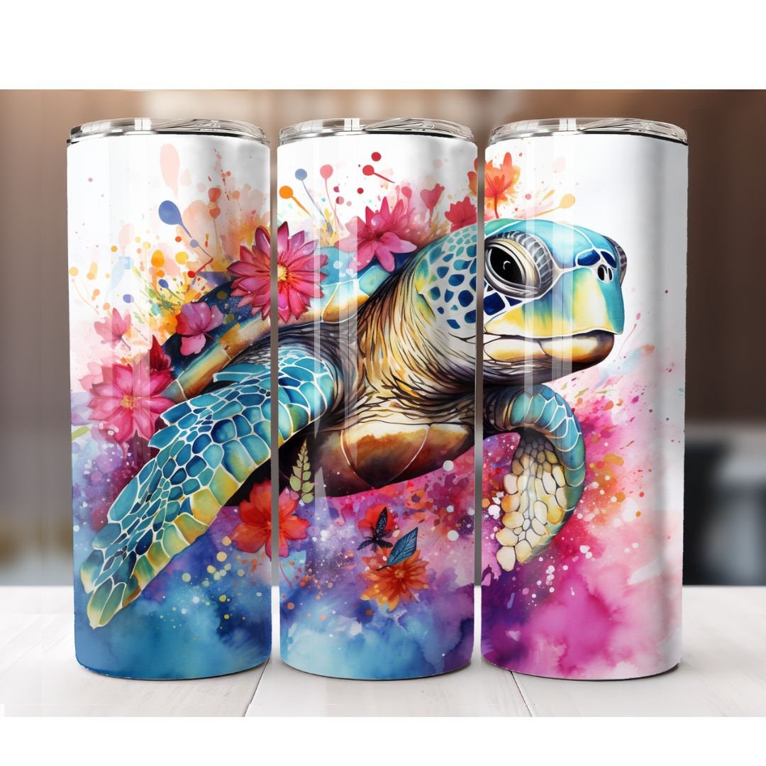 Sea Turtle Tumbler Wrap Png, Seaturtle 20oz Boho Sublimation Wrap ...