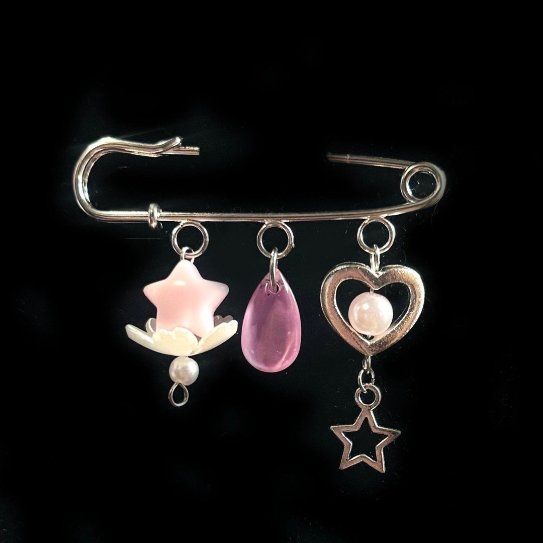 Cute Pink Stainless Steel Safety Pin Charm, Bag Charm, Pin Charm, Cute ...